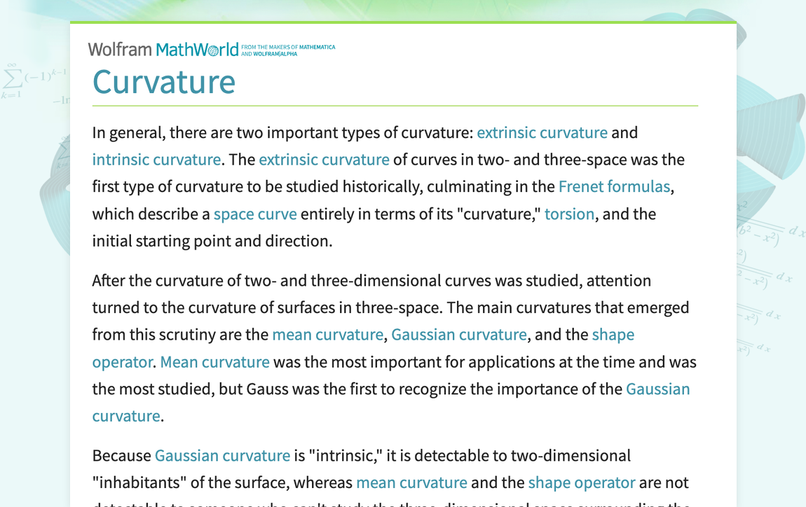Curvature -- from Wolfram MathWorld
