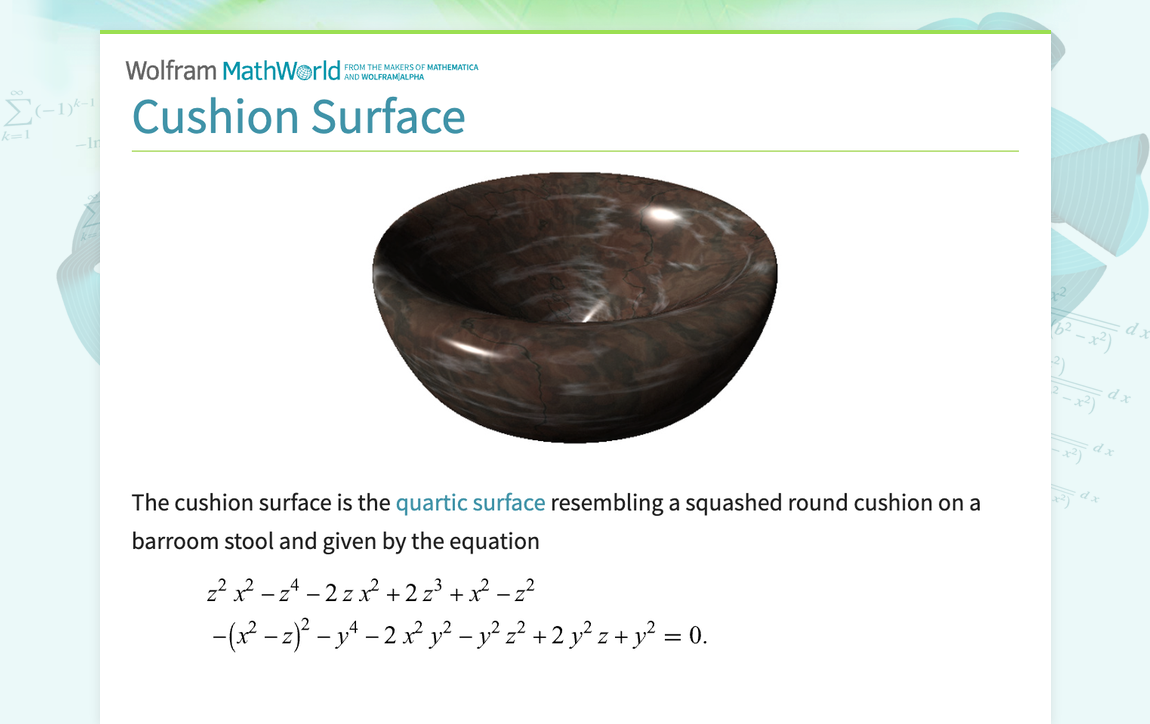 Cushion Surface -- from Wolfram MathWorld