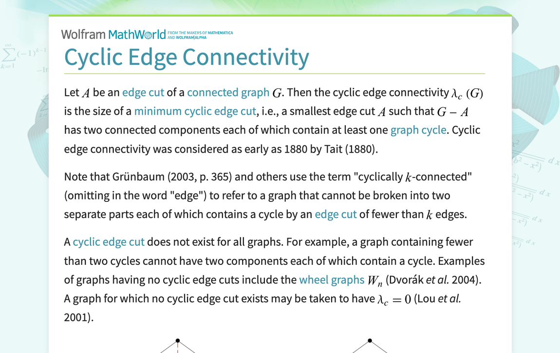 Cyclic Edge Connectivity From Wolfram Mathworld 8344
