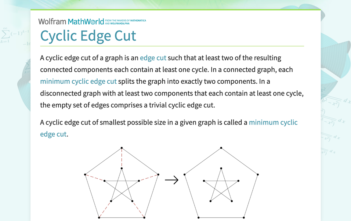 Cyclic Edge Cut -- from Wolfram MathWorld