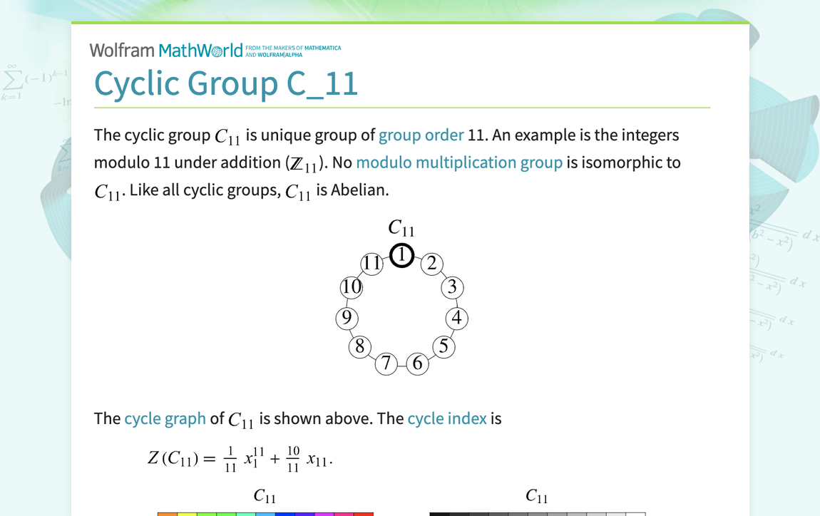 Cyclic Group C_11 -- from Wolfram MathWorld