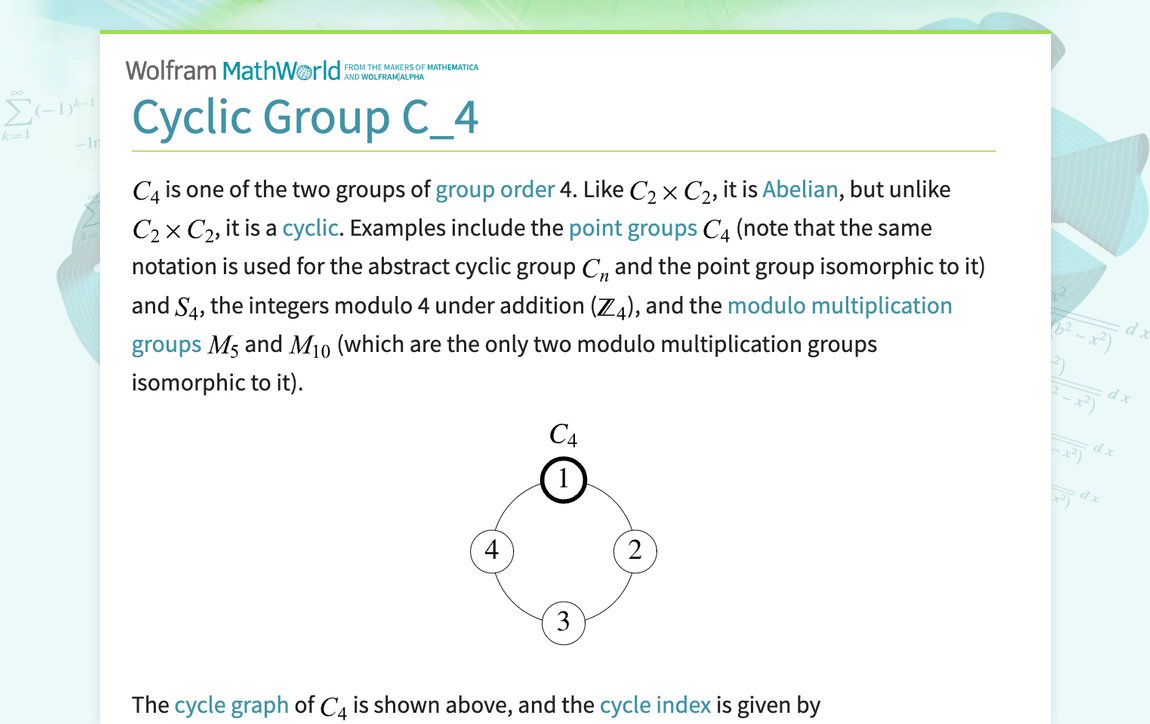 Cyclic Group C_4 -- from Wolfram MathWorld