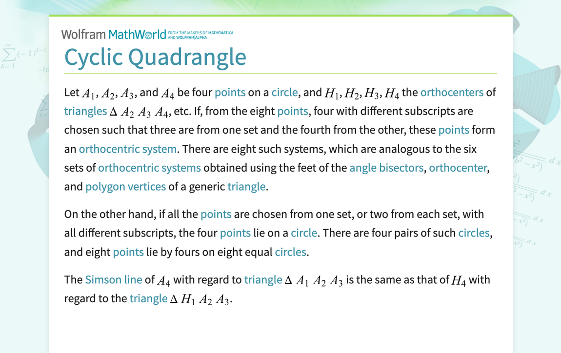 Cyclic Quadrangle -- from Wolfram MathWorld