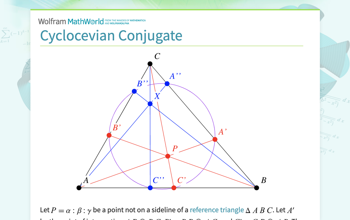 Cyclocevian Conjugate -- from Wolfram MathWorld