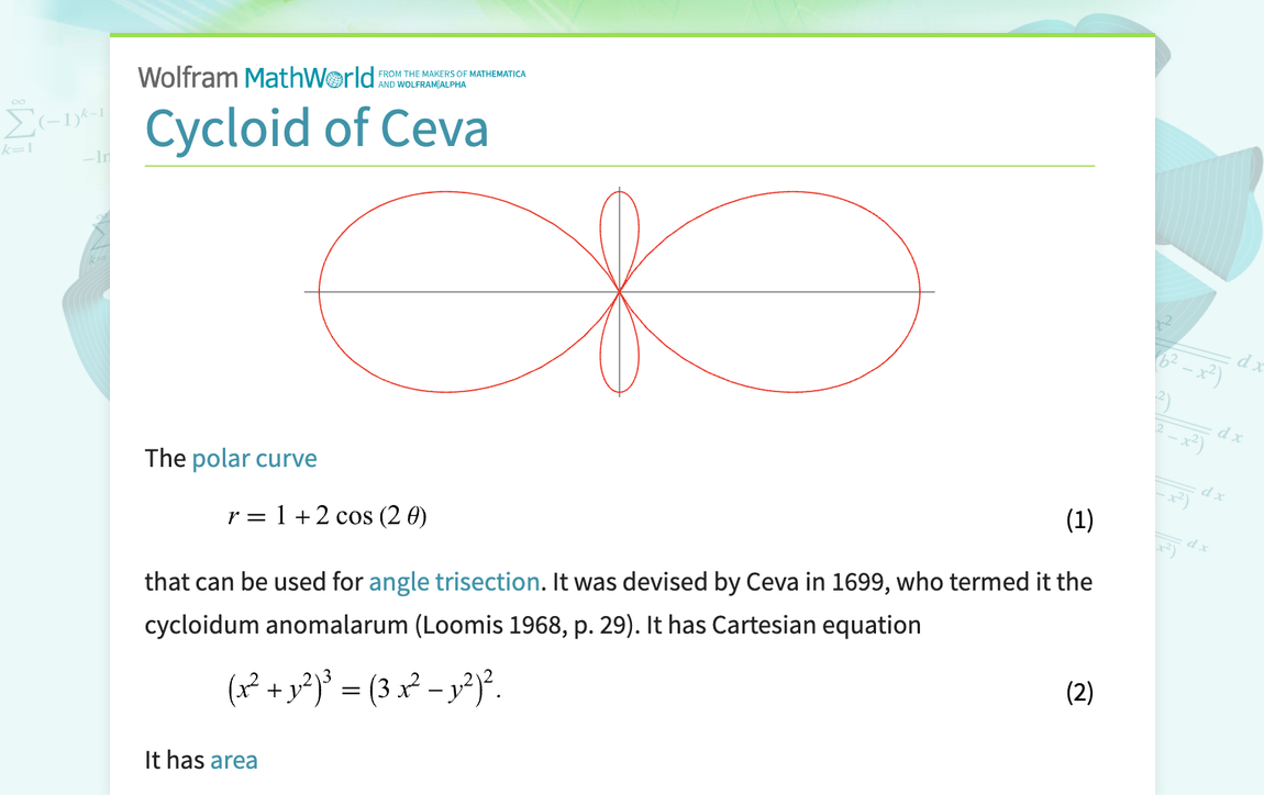 Cycloid of Ceva -- from Wolfram MathWorld