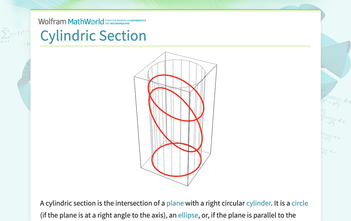 Cylindric Section -- from Wolfram MathWorld