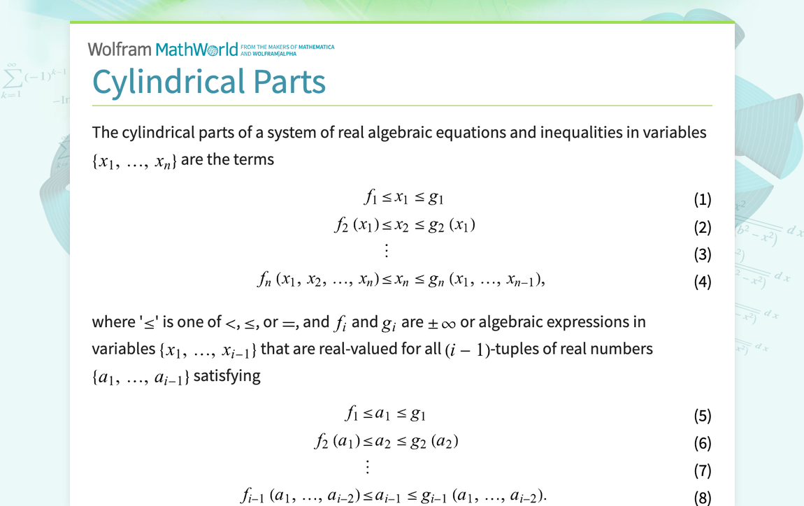 Cylindrical Parts -- from Wolfram MathWorld