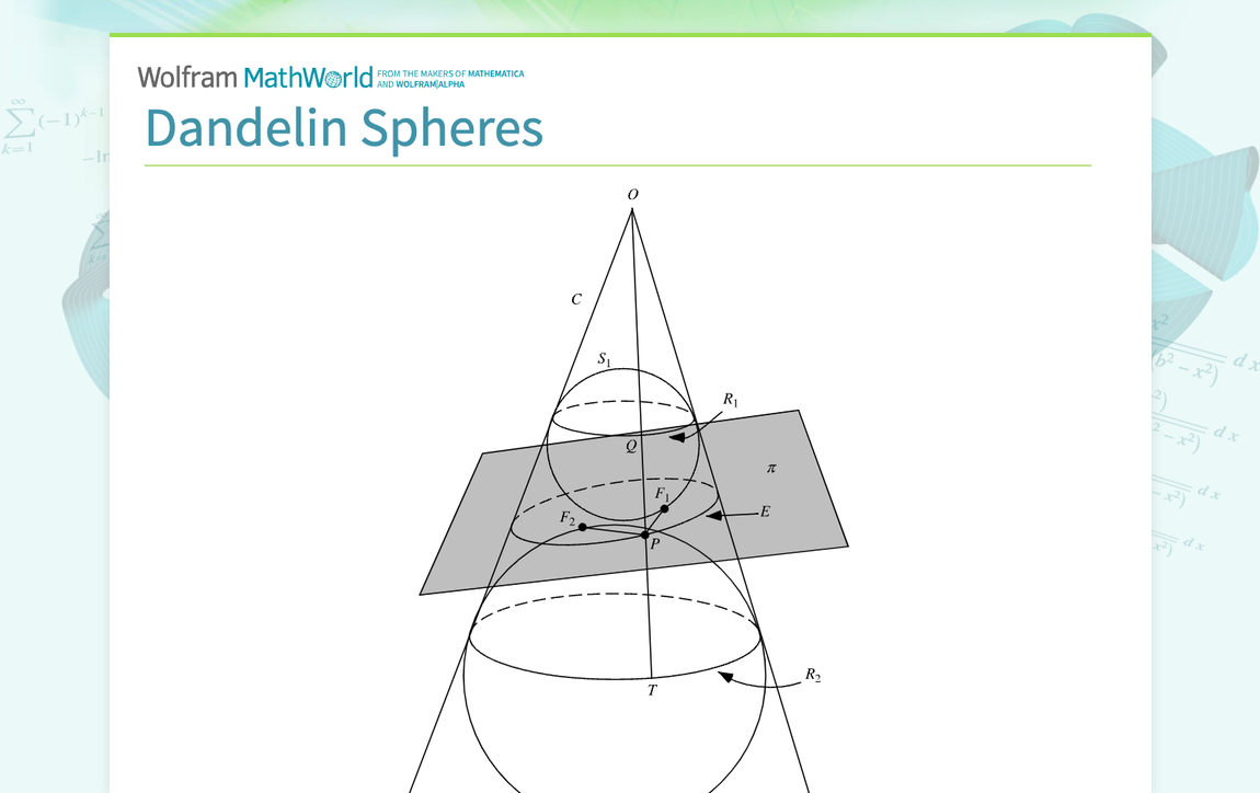 Dandelin Spheres -- from Wolfram MathWorld