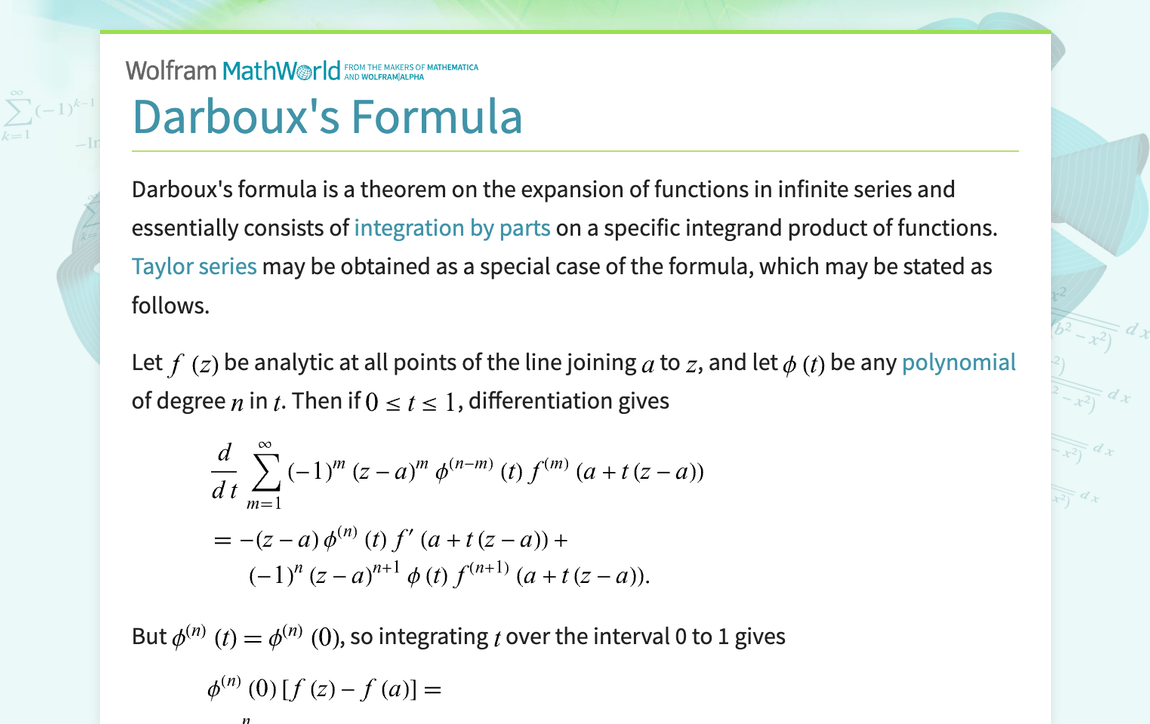 Darboux's Formula -- from Wolfram MathWorld