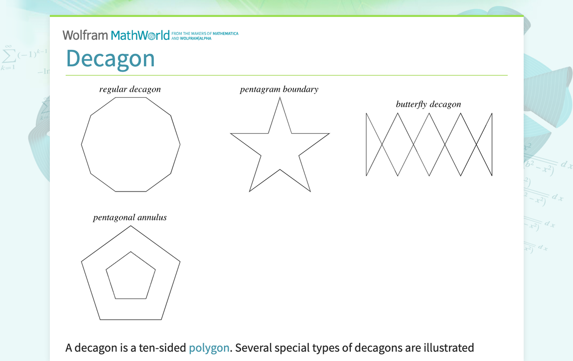 Decagon -- from Wolfram MathWorld