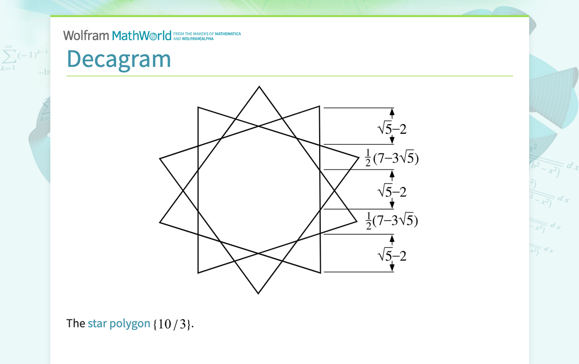 Decagram -- from Wolfram MathWorld