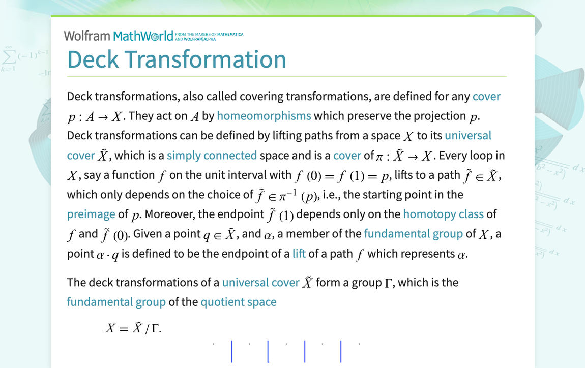 Deck Transformation -- from Wolfram MathWorld
