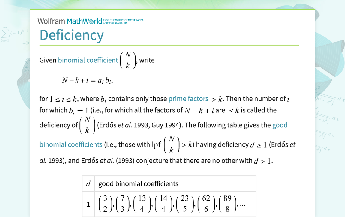 Deficiency -- from Wolfram MathWorld