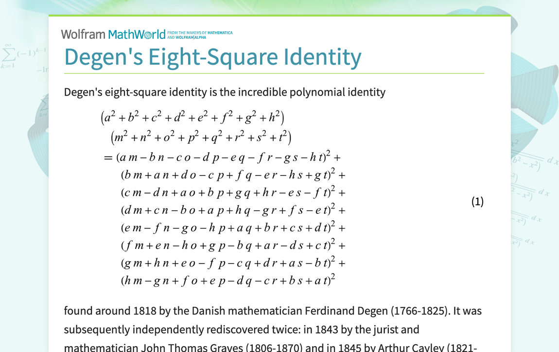 Degen's Eight-Square Identity -- from Wolfram MathWorld