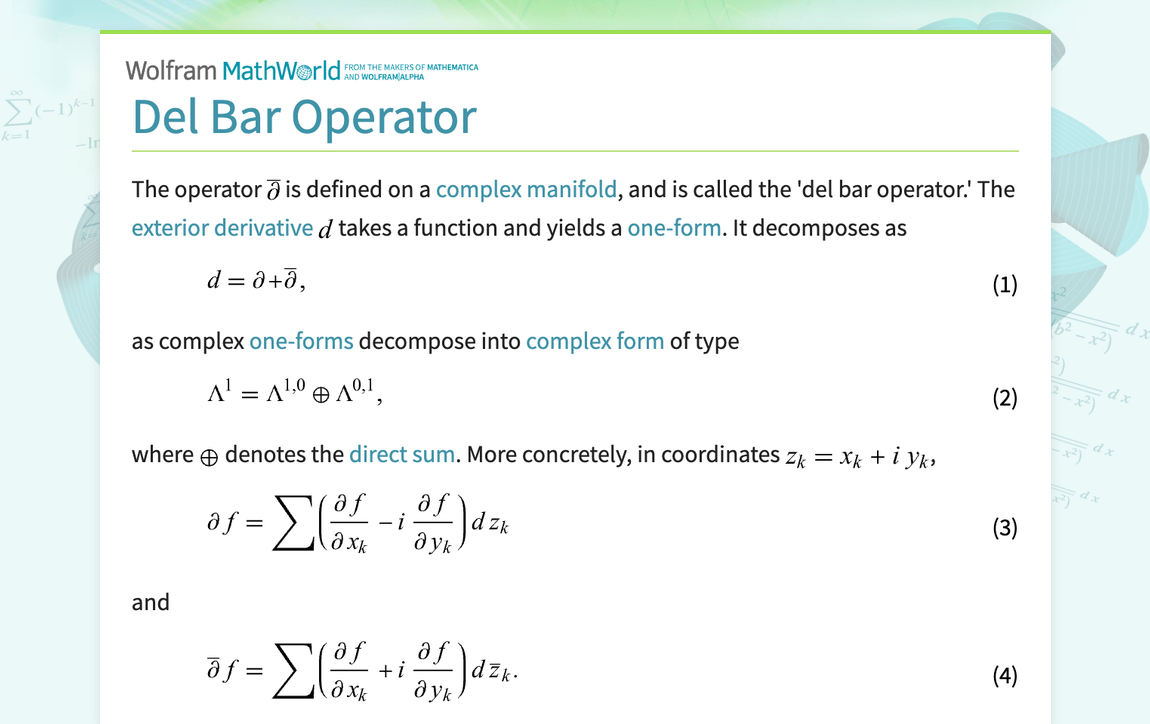 Del Bar Operator -- from Wolfram MathWorld