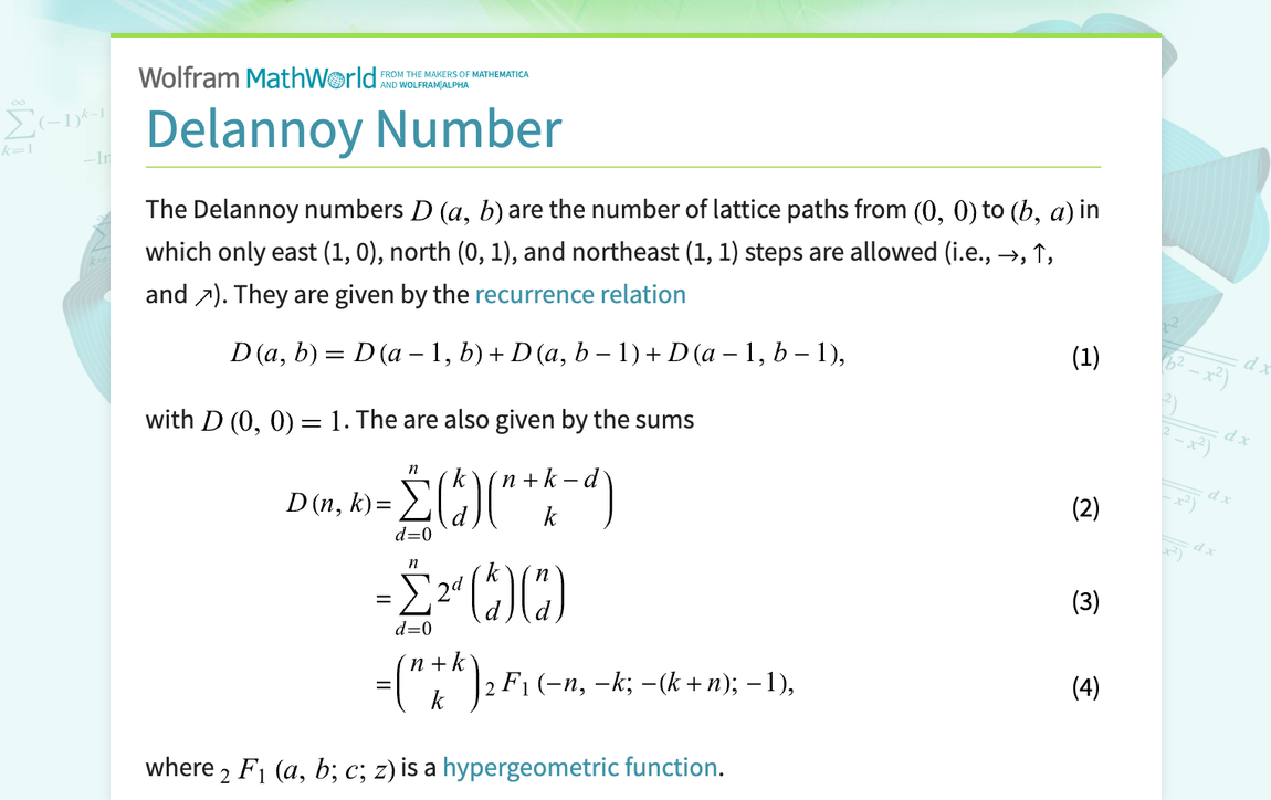 Delannoy Number -- from Wolfram MathWorld