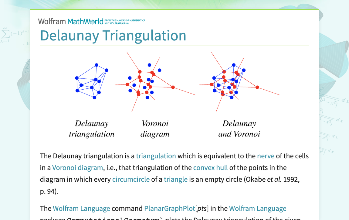 Delaunay Triangulation -- from Wolfram MathWorld