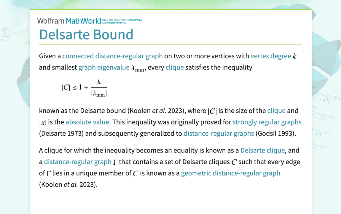 Delsarte Bound -- from Wolfram MathWorld