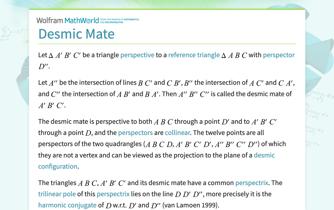 Desmic Mate -- from Wolfram MathWorld