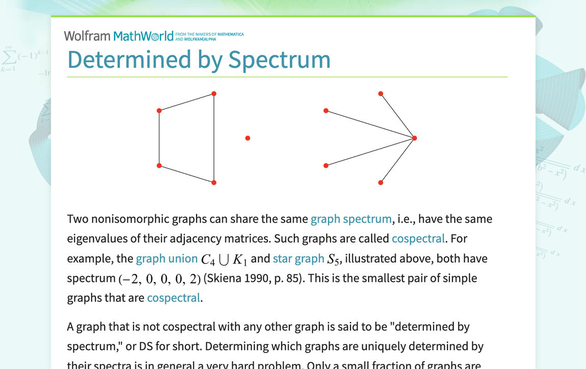 Determined by Spectrum -- from Wolfram MathWorld