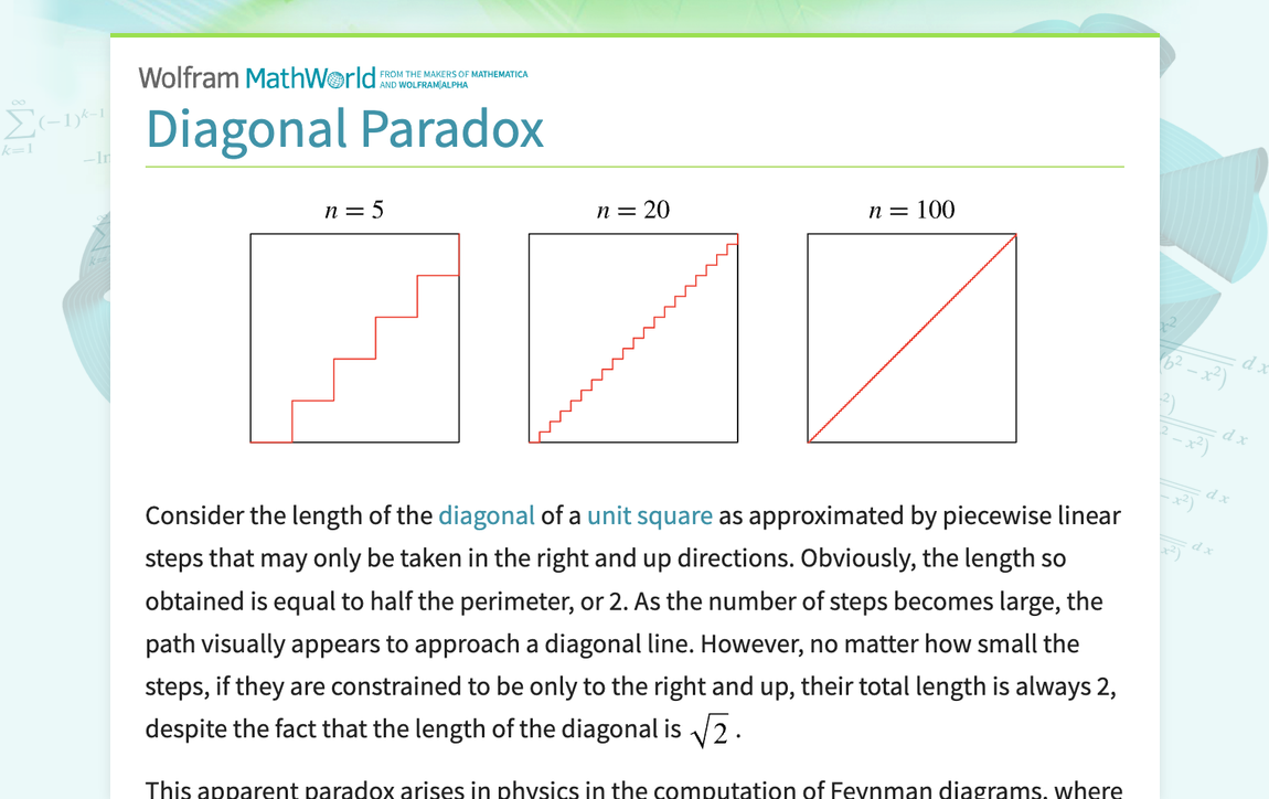 Diagonal Paradox -- from Wolfram MathWorld