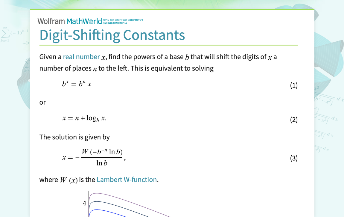 Digit-Shifting Constants -- from Wolfram MathWorld