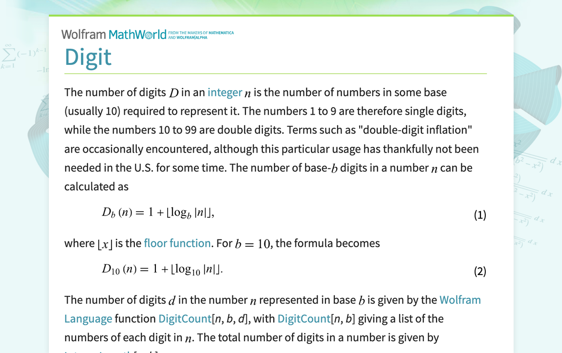 Digit -- from Wolfram MathWorld