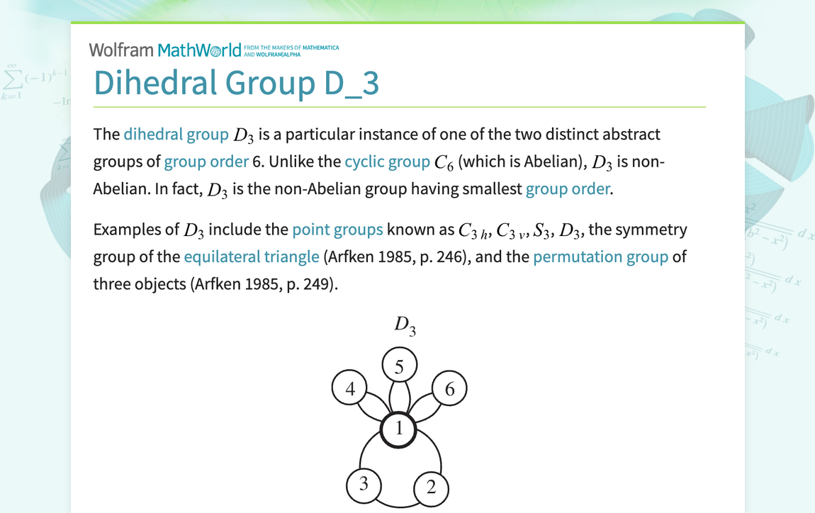 Dihedral Group D_3 -- from Wolfram MathWorld Dihedral Group D_3 -- from Wolfram MathWorld