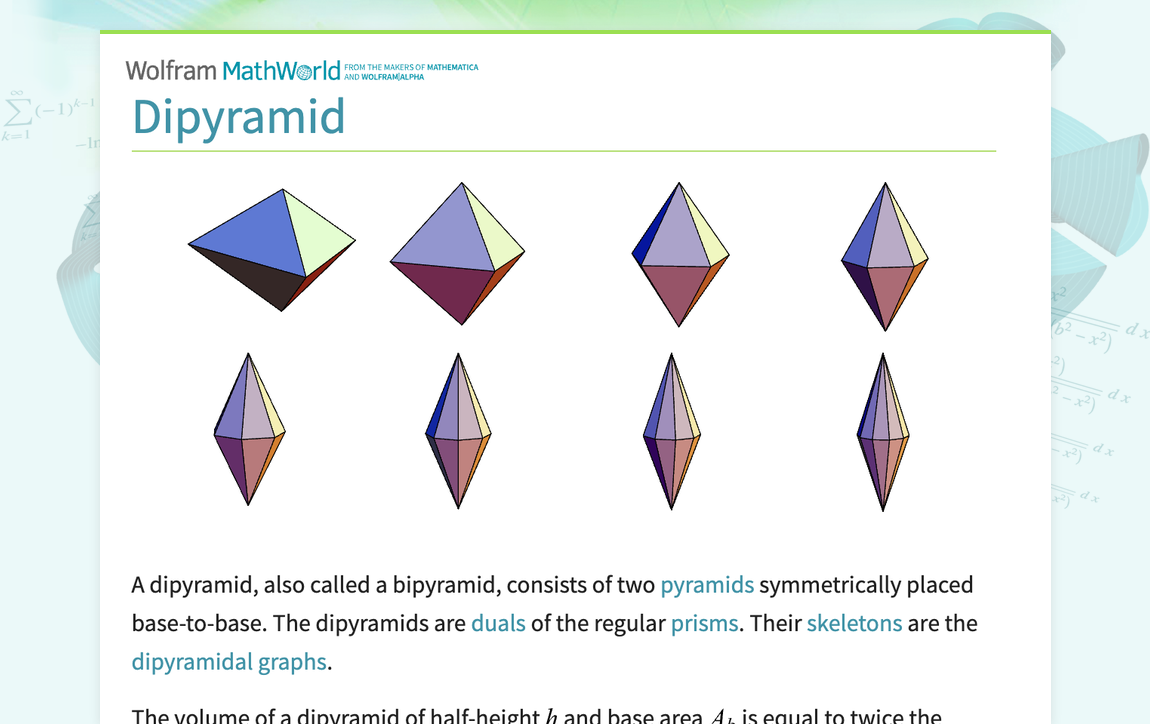 Dipyramid -- from Wolfram MathWorld