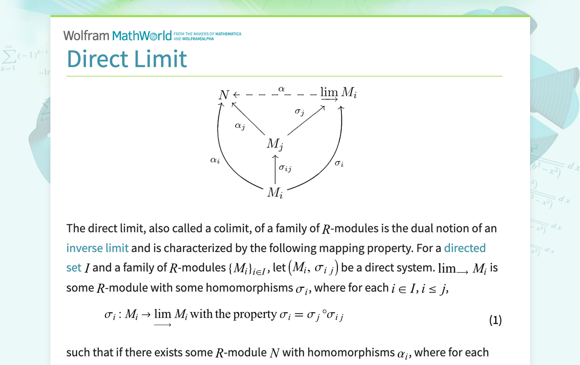 Direct Limit -- from Wolfram MathWorld
