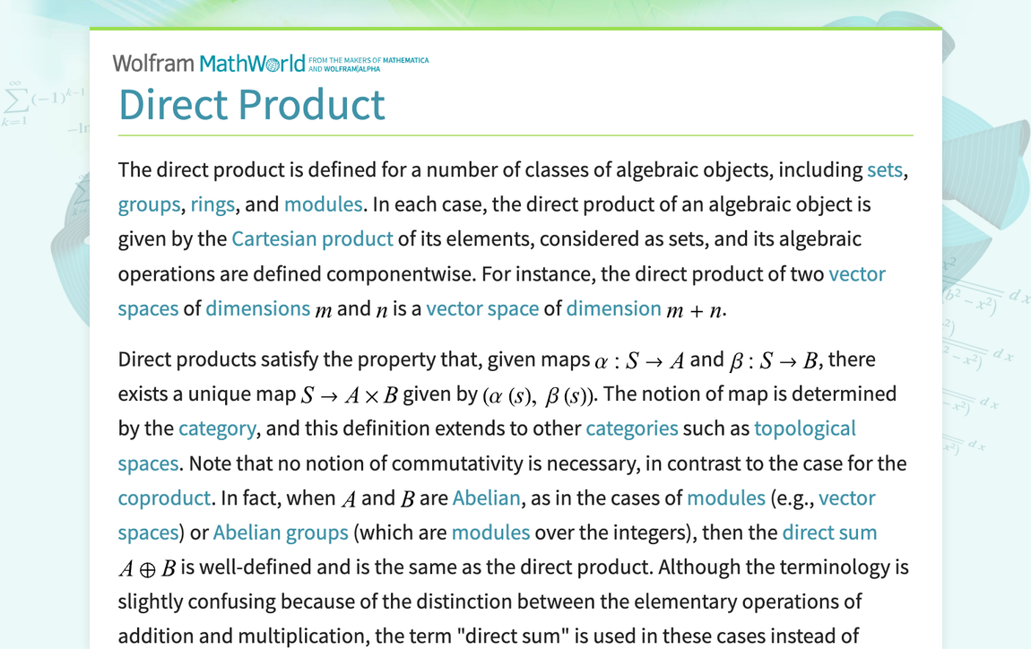 Direct Product -- from Wolfram MathWorld