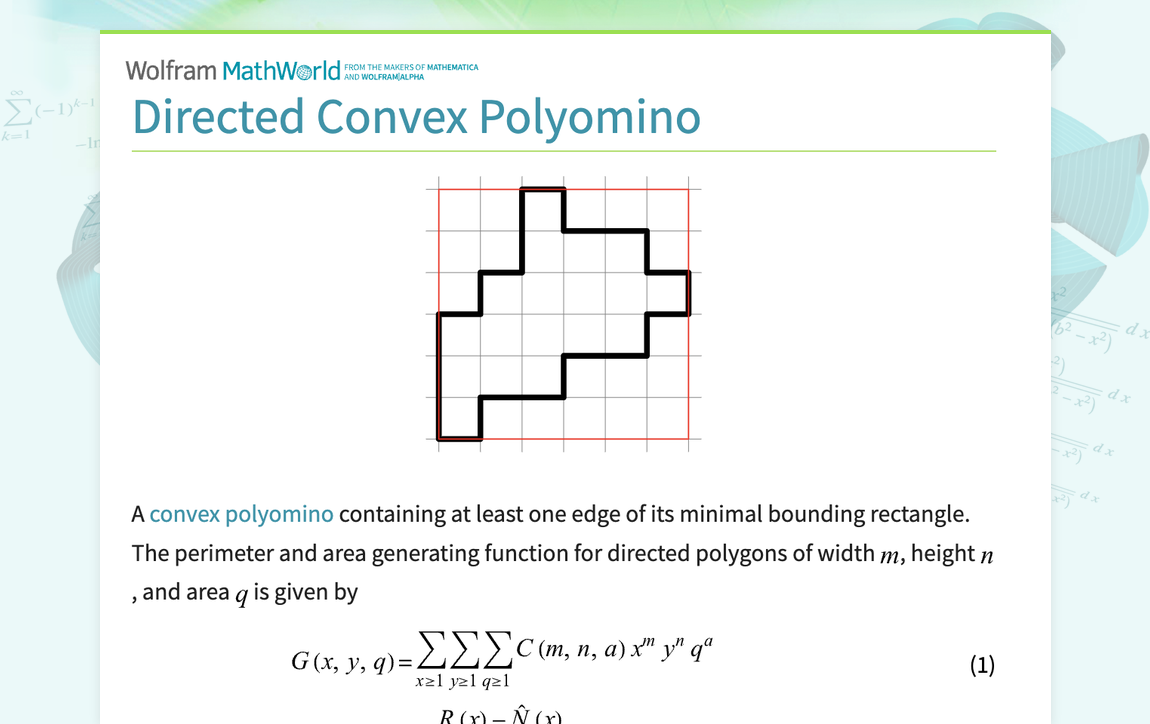 Directed Convex Polyomino -- from Wolfram MathWorld