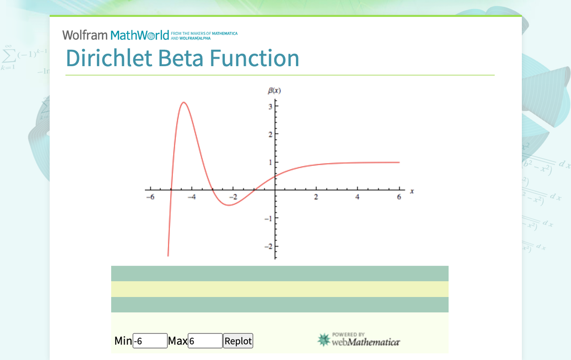 Dirichlet Beta Function From Wolfram Mathworld