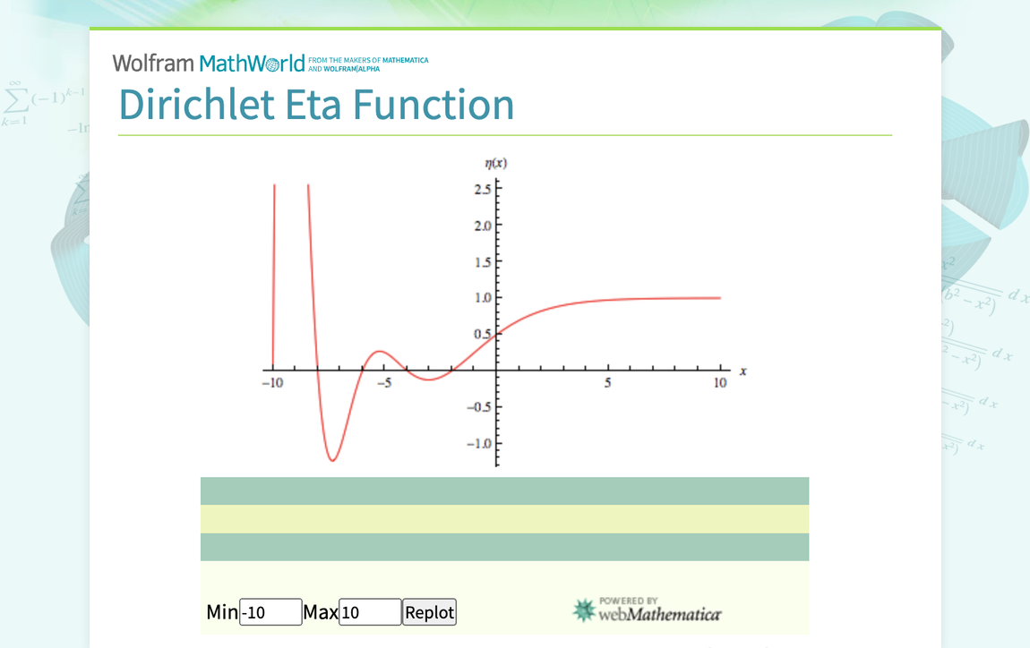 Dirichlet Eta Function -- from Wolfram MathWorld