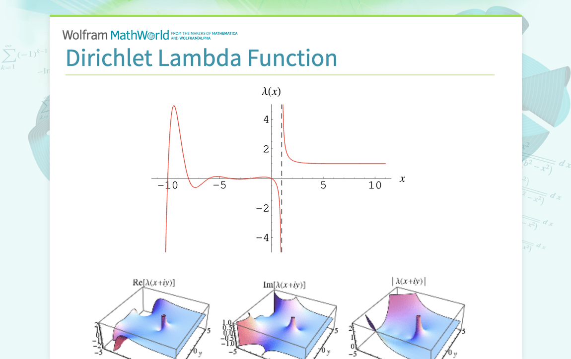 Dirichlet Lambda Function From Wolfram Mathworld