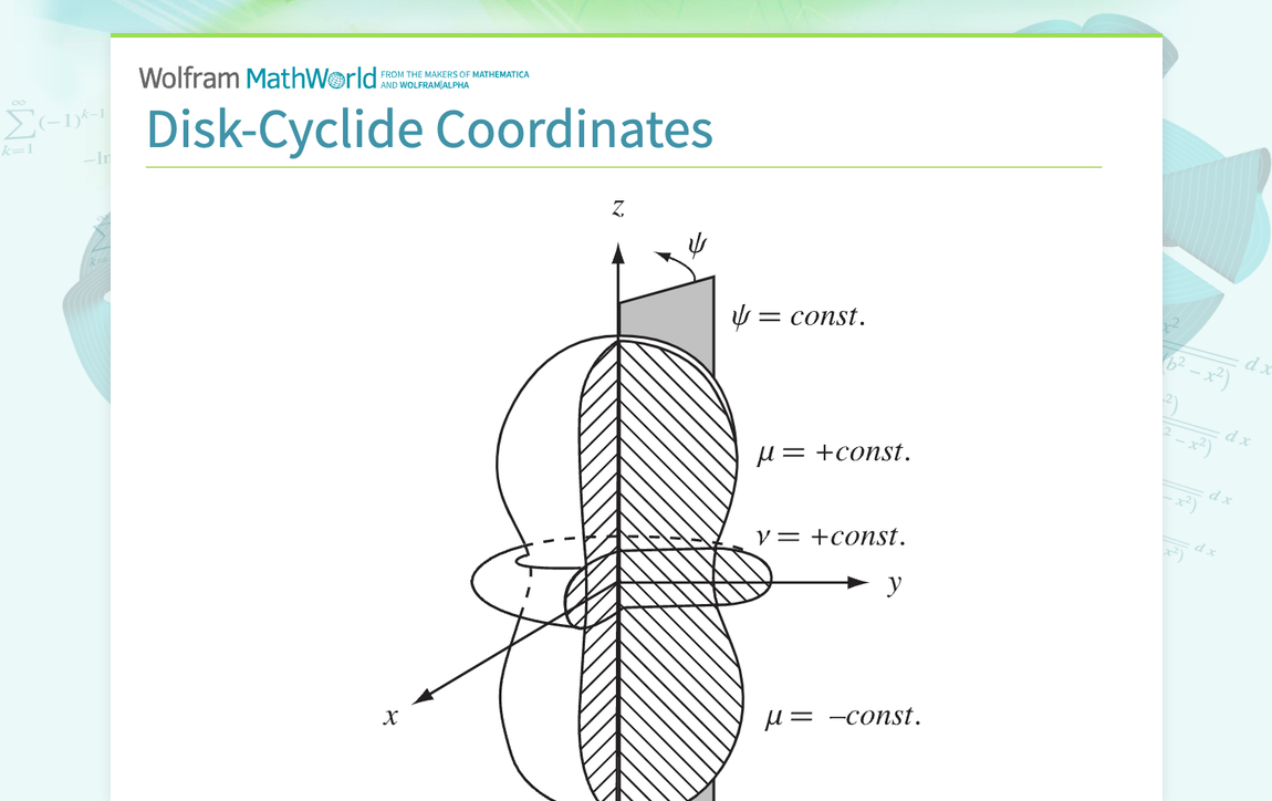 Disk-Cyclide Coordinates -- from Wolfram MathWorld