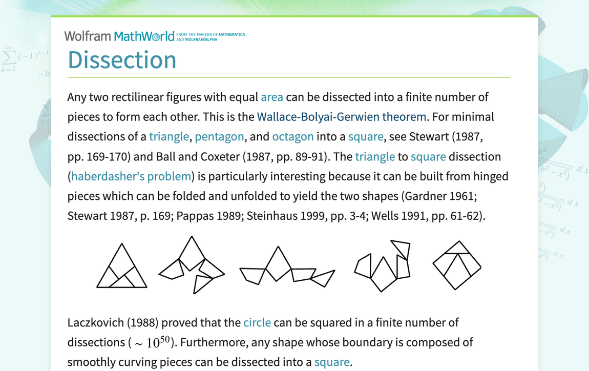 Dissection -- from Wolfram MathWorld