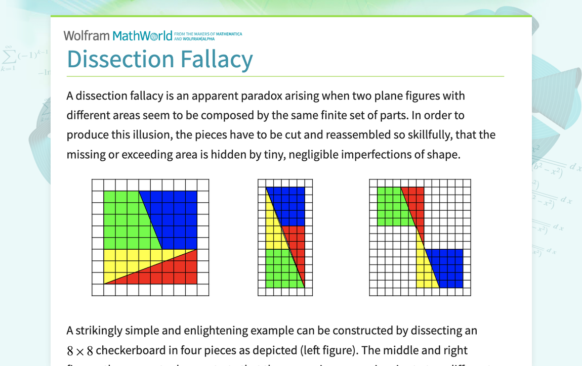 Dissection Fallacy -- from Wolfram MathWorld
