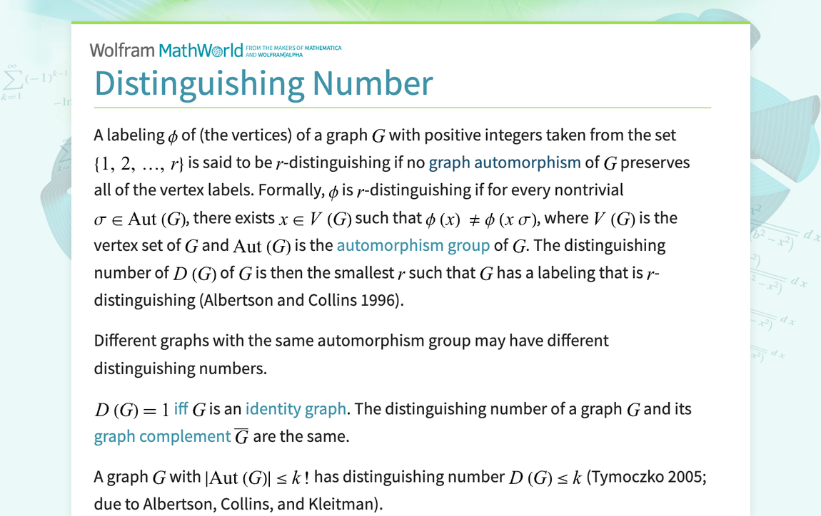 Distinguishing Number -- from Wolfram MathWorld