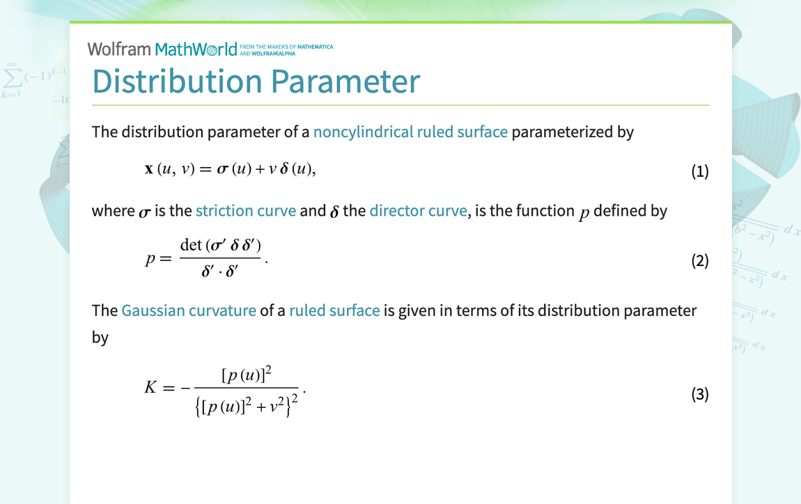 Distribution Parameter -- from Wolfram MathWorld