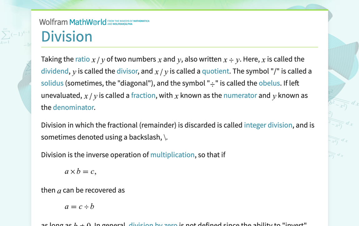 Division -- from Wolfram MathWorld