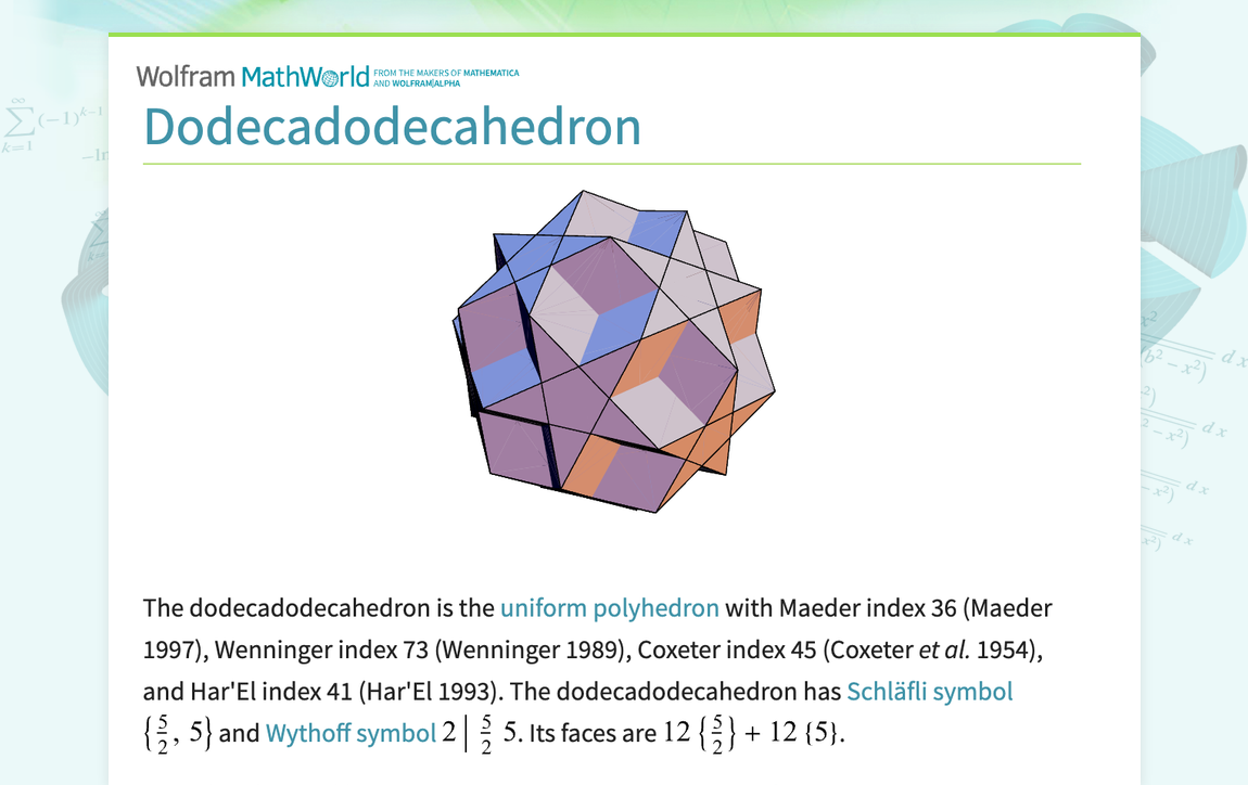 Dodecadodecahedron -- from Wolfram MathWorld