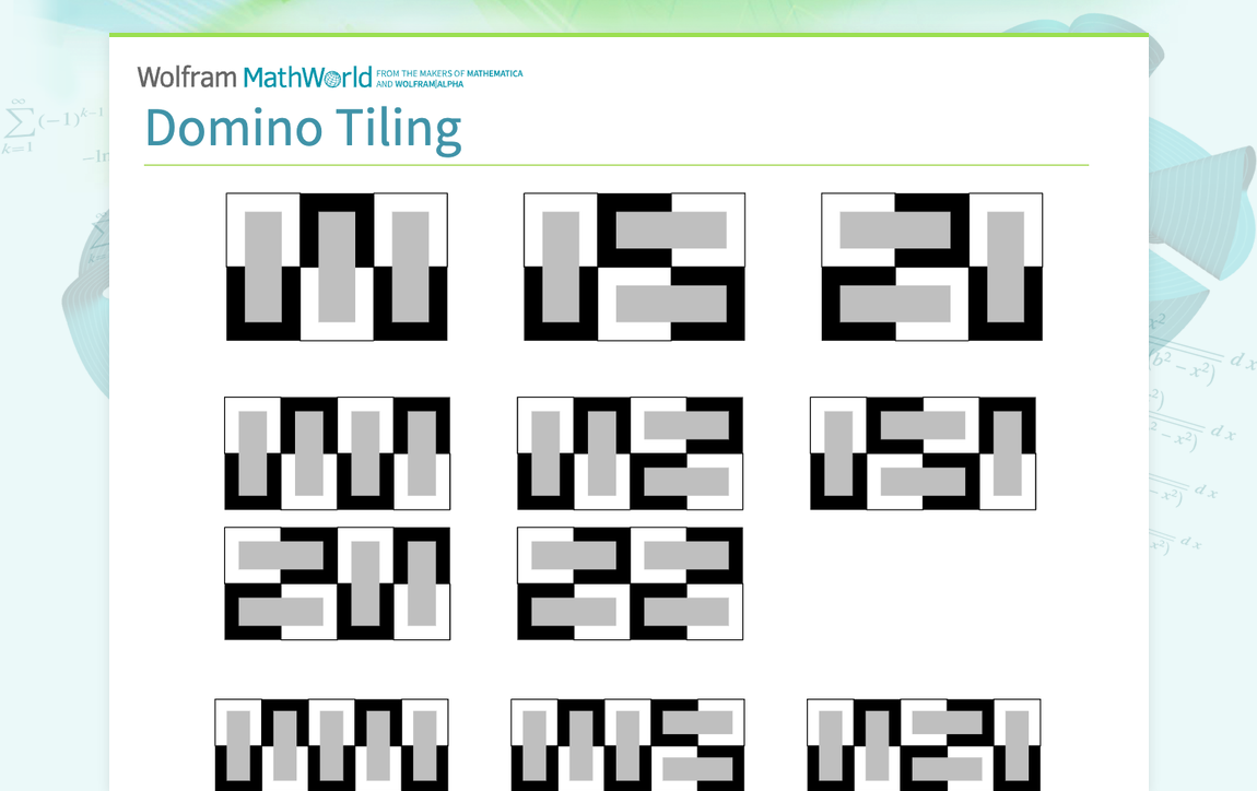 Domino Tiling From Wolfram Mathworld