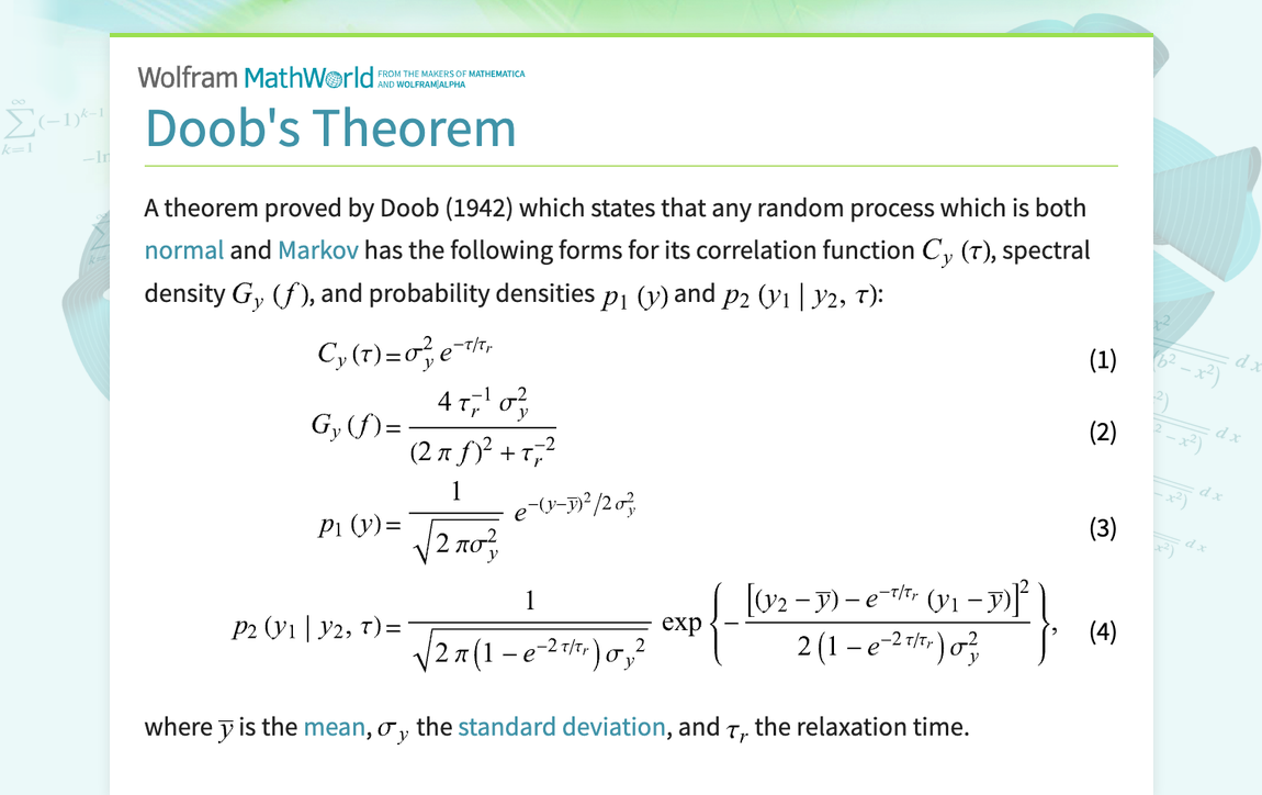 Doob's Theorem -- from Wolfram MathWorld