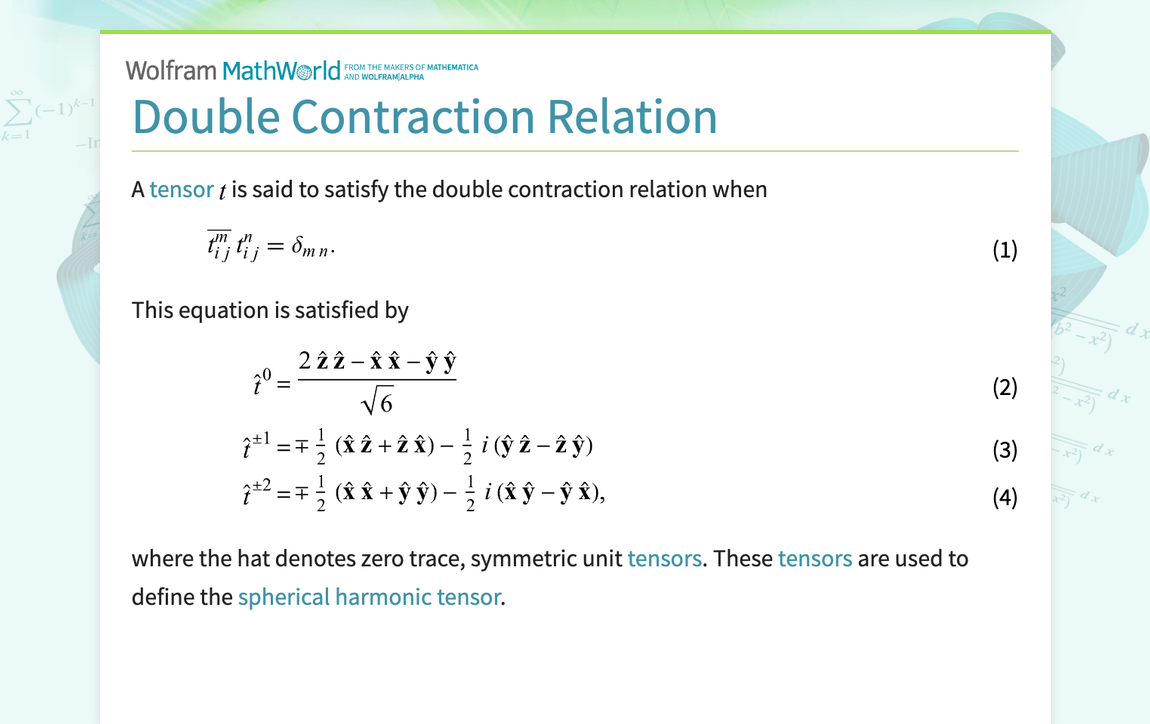 Double Contraction Relation -- from Wolfram MathWorld