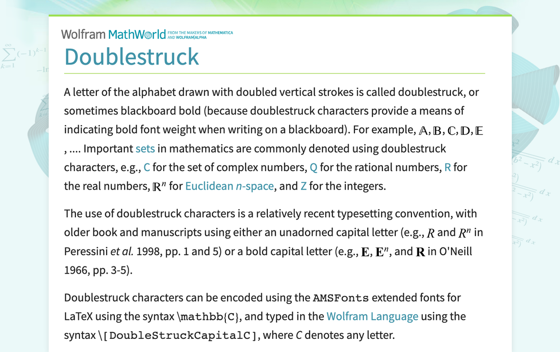 Doublestruck -- from Wolfram MathWorld
