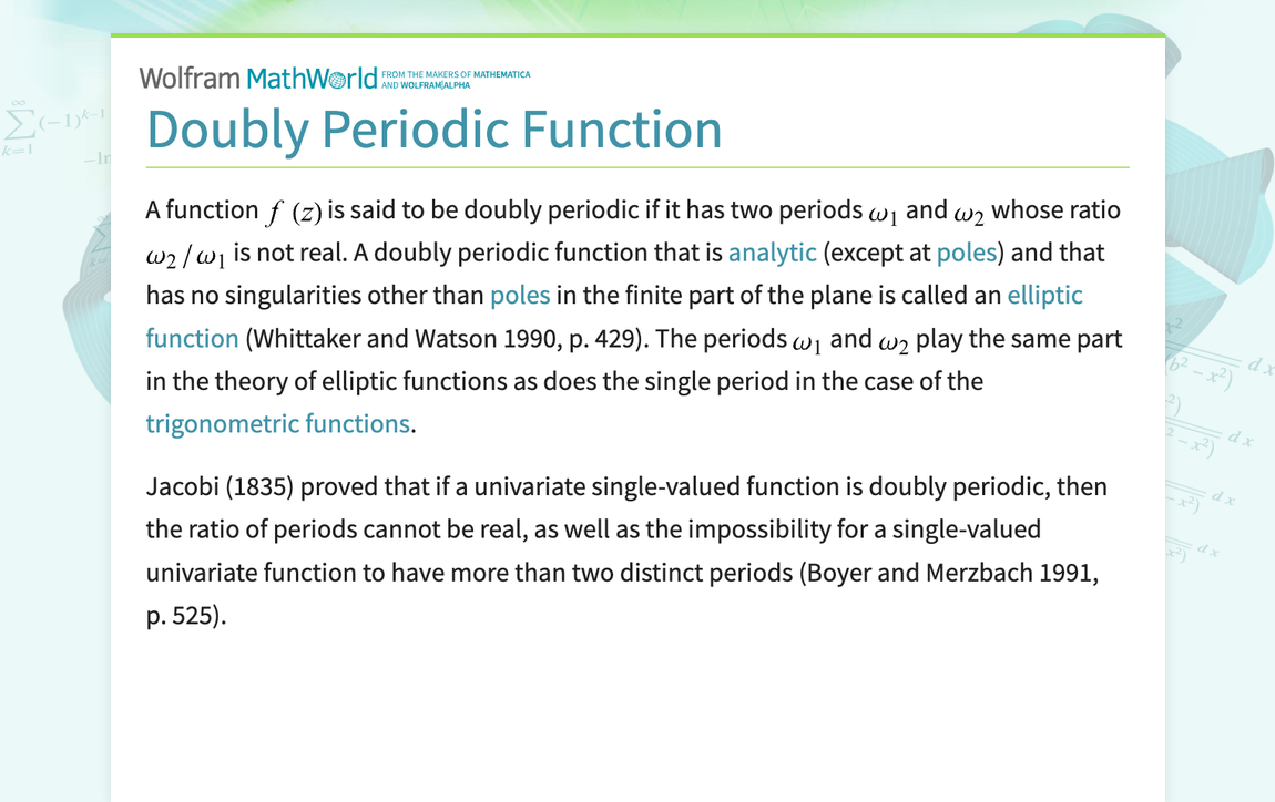 Doubly Periodic Function -- from Wolfram MathWorld