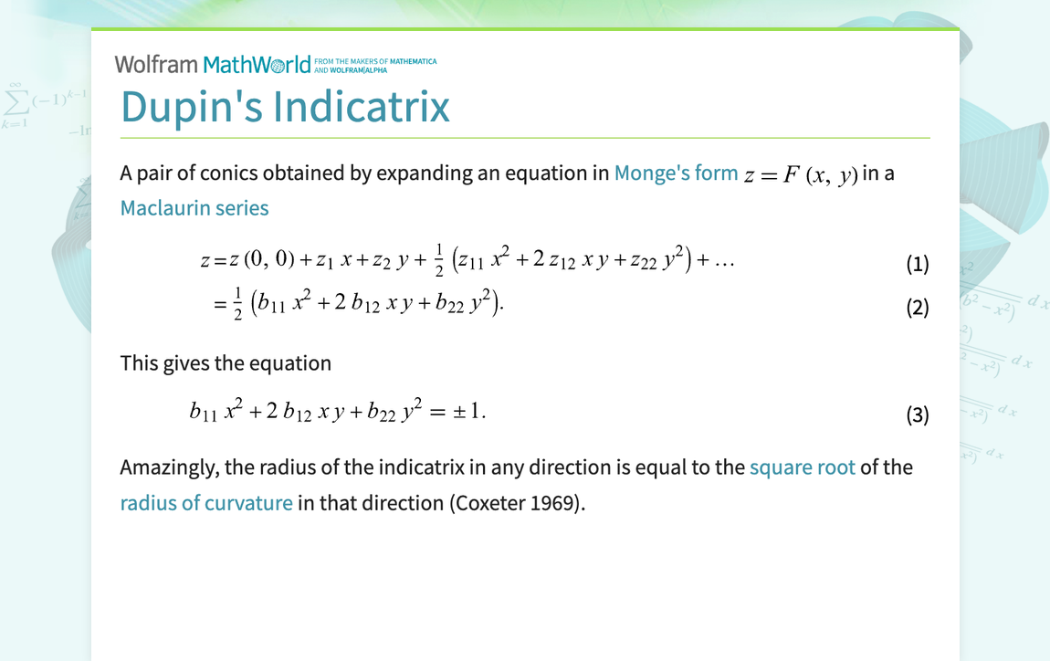 Dupin's Indicatrix -- from Wolfram MathWorld