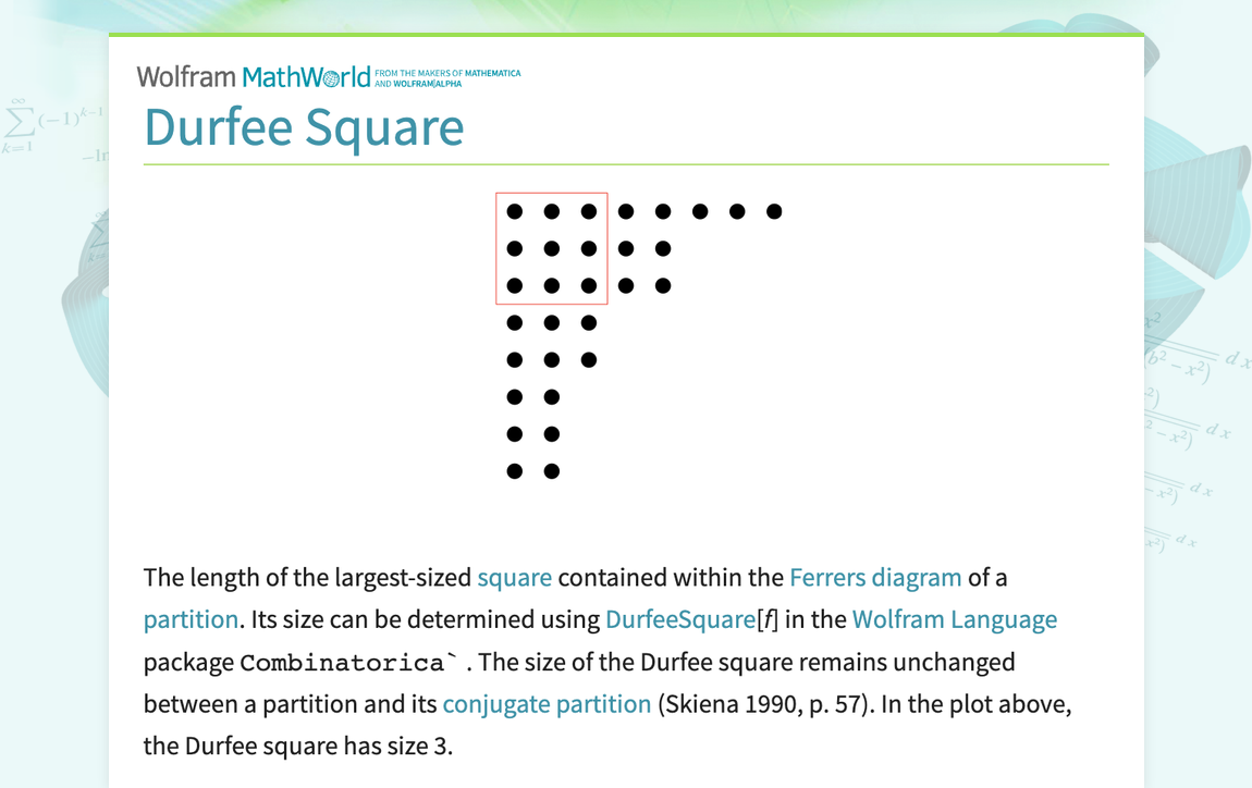 Durfee Square -- from Wolfram MathWorld