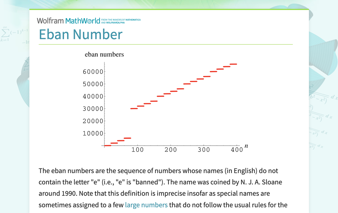 Eban Number -- from Wolfram MathWorld